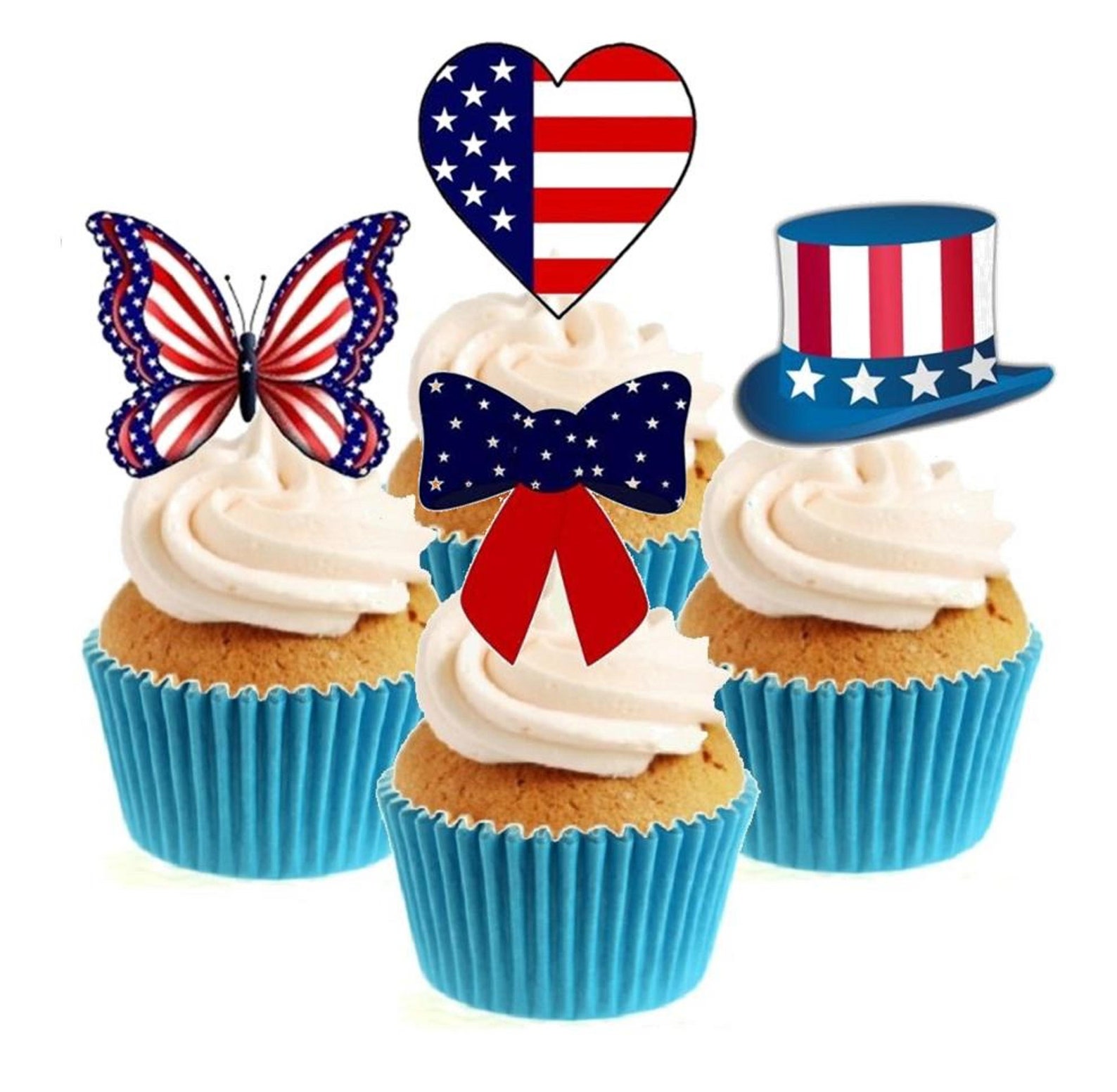 American Flag Collection Stand up Cake Toppers 12 Pack - Etsy