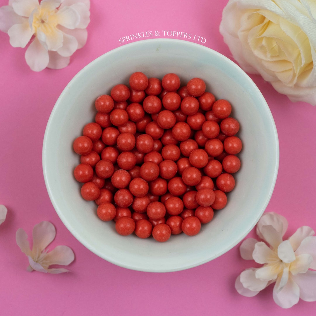 Red Chocolate Balls 10mm Sprinkles Cupcake / Cake - Etsy