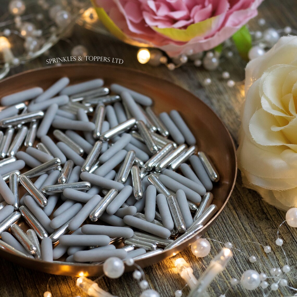 Grey Matt & Metallic Silver Macaroni Rods Mix 20mm | Etsy