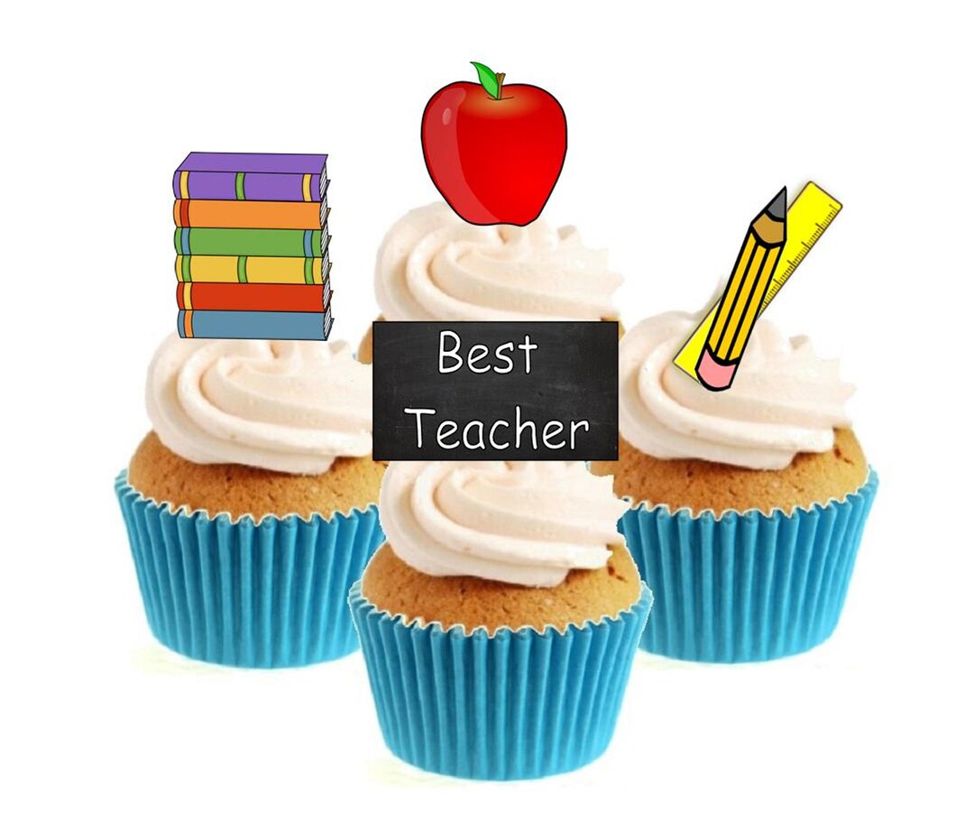 Best Teacher Collection Stand up Cake Toppers (12 Pack) Item Requires ...