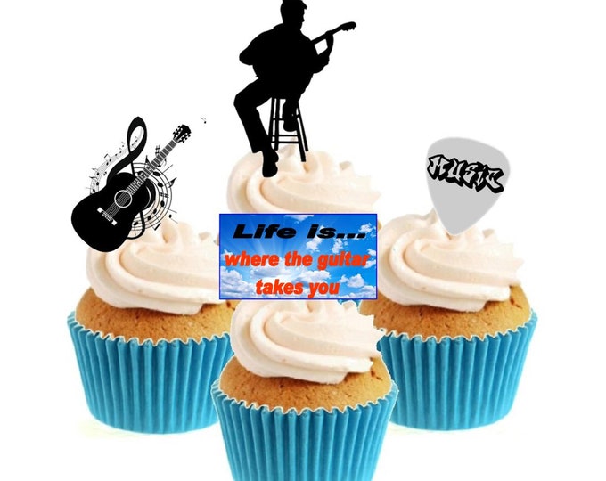 Guitarist Collection Stand up Cake Toppers (12 Pack) Item Requires ...