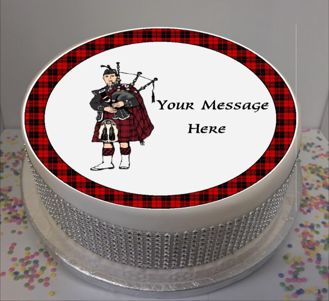 Personalised Scottish Piper Scene 8" Icing Sheet Cake Topper - Etsy