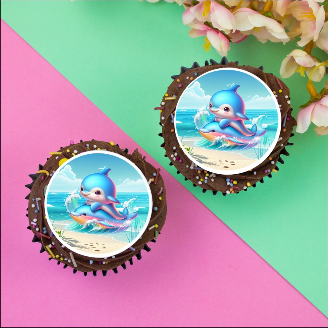 12 X Surfing Dolphins 2" / 5cm Edible Discs Cupcake Toppers - Etsy