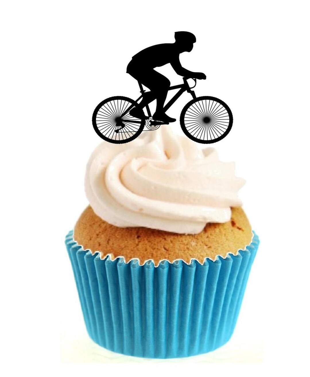 Cycling Silhouette Stand up Cake Toppers (12 Pack) Item Requires ...