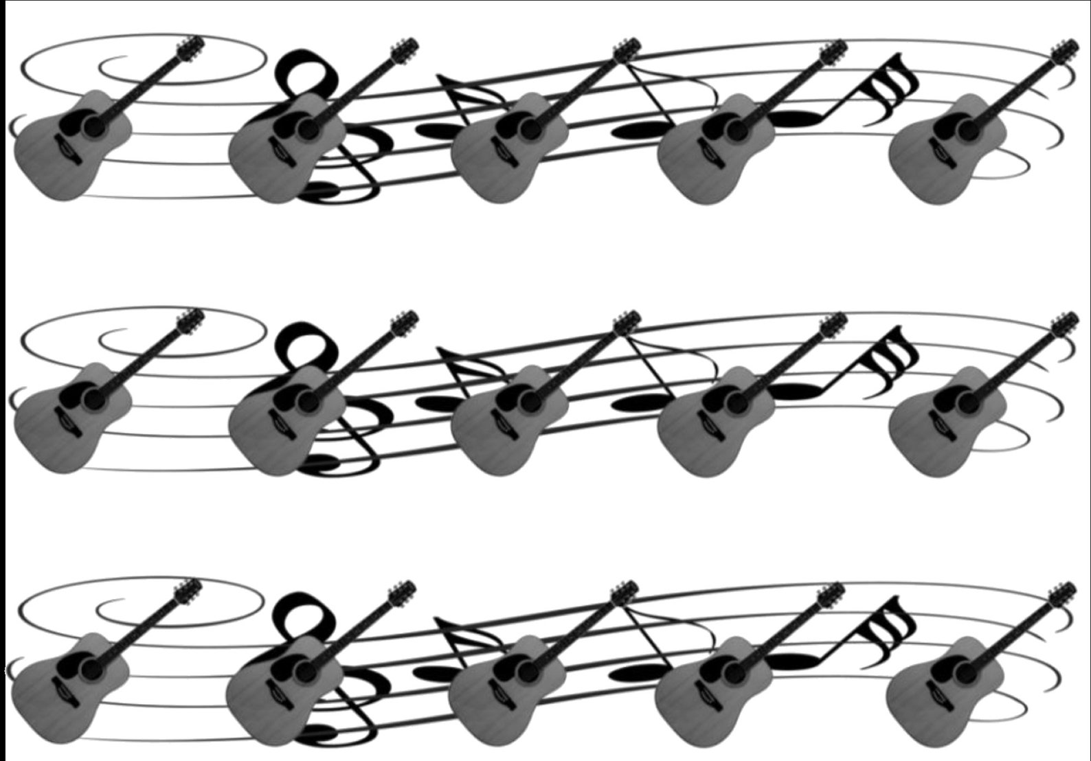 Acoustic Guitar & Music Notes Edible Icing Cake Ribbon / Side | Etsy