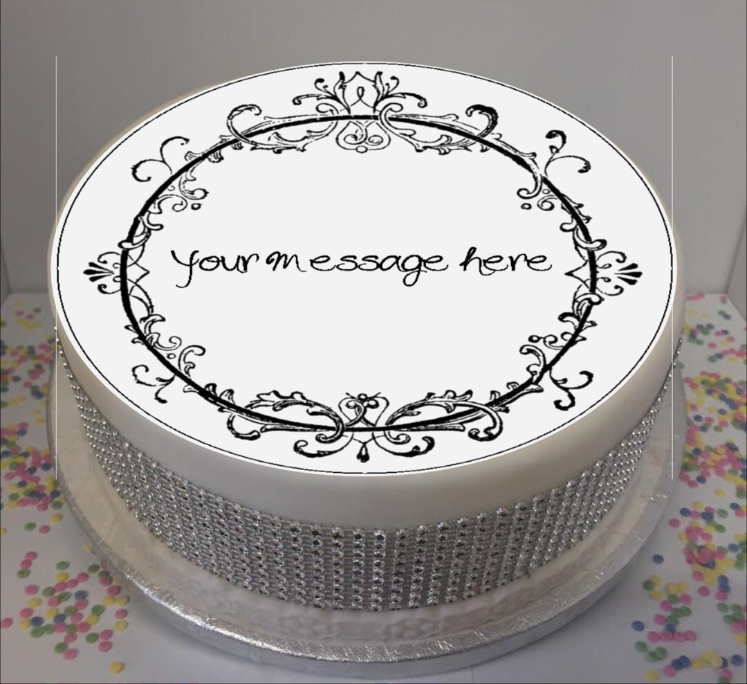 Personalised Vintage Scroll 8" Icing Sheet Cake Topper - Etsy