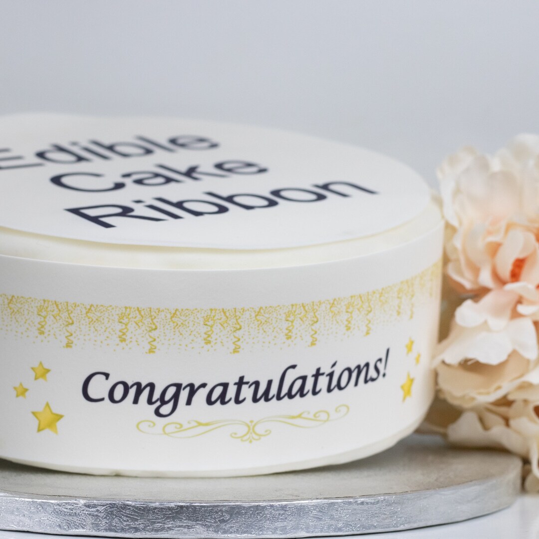 Congratulations Edible Icing Cake Ribbon / Side Strips - Etsy