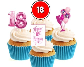 18th Birthday Blue Stand up Cake Toppers 12 Pack | Etsy
