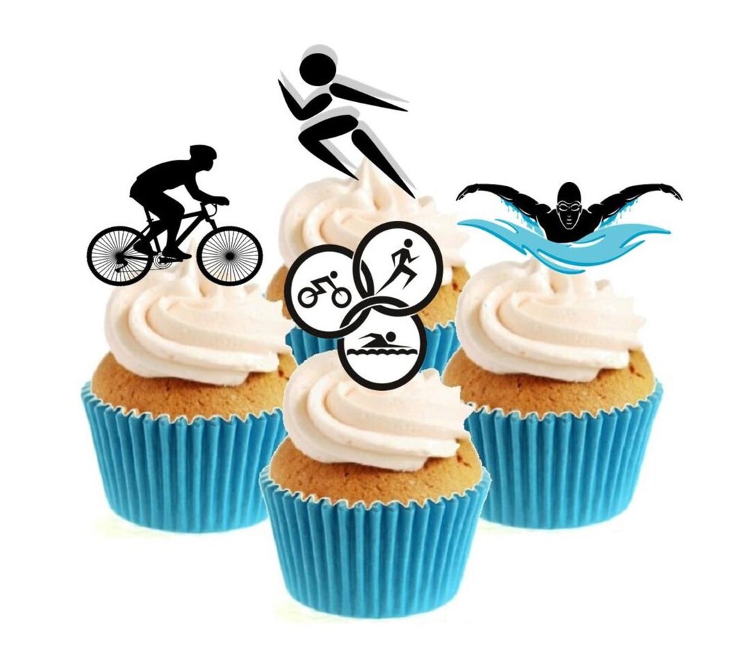 Triathlon Collection Stand up Cake Toppers (12 Pack) Item Requires ...