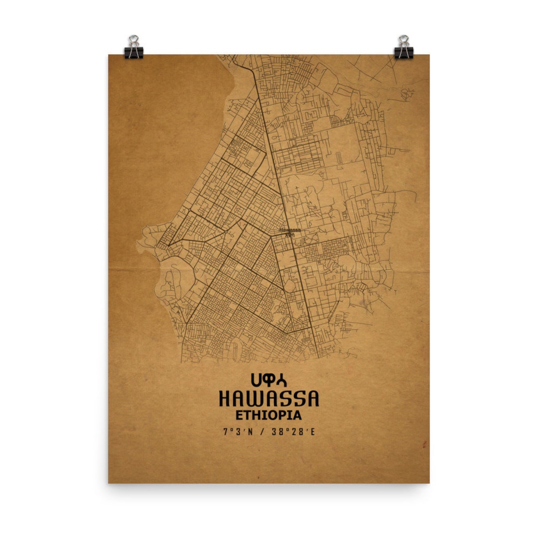 Vintage Hawassa Map, Google Map Awassa ,ethiopian City, Habesha Gift ...