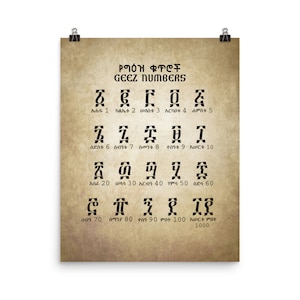 Geez Numbers Poster: Ethiopian Amharic Alphabet Art - Etsy