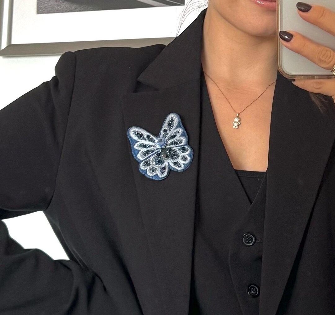 Amulet Swarovski & Beads Beaded Butterfly Brooch , Embroidery Patch ...