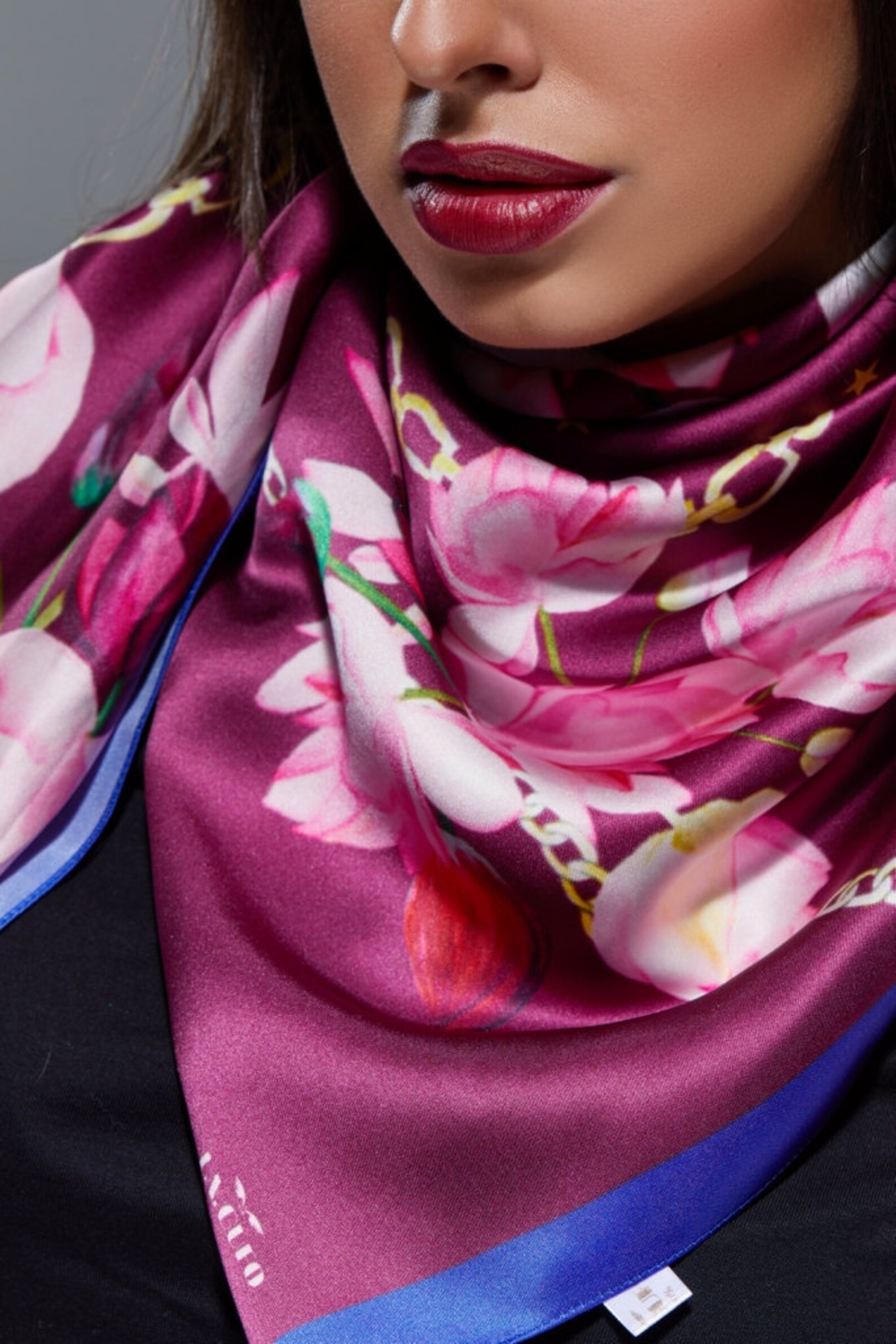 Large Red Silk Scarf lotus Flowers Printed Silk - Etsy