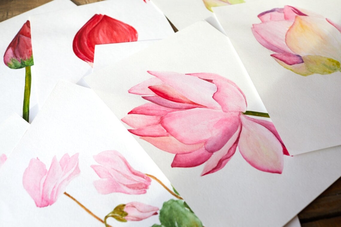 Large Red Silk Scarf lotus Flowers Printed Silk - Etsy