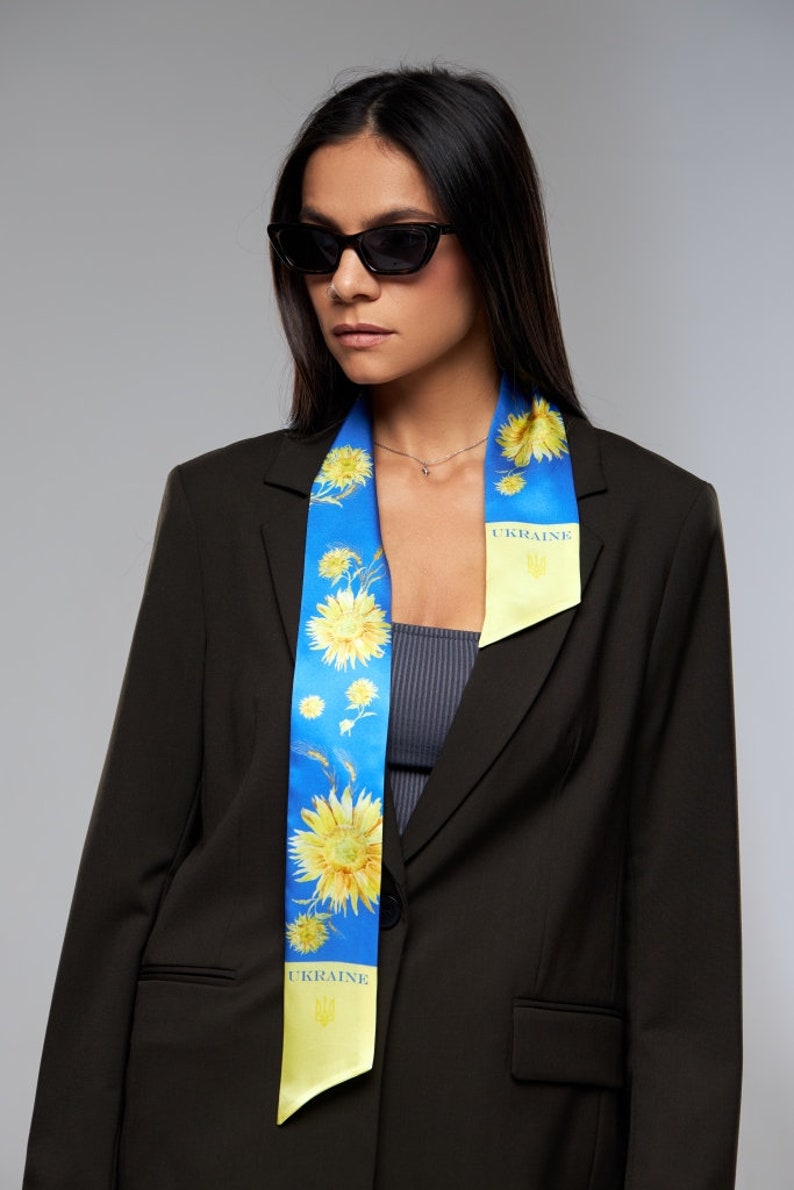 Mini Silk Scarf in a Long and Narrow Shape, Diagonal Edges, Collection ...