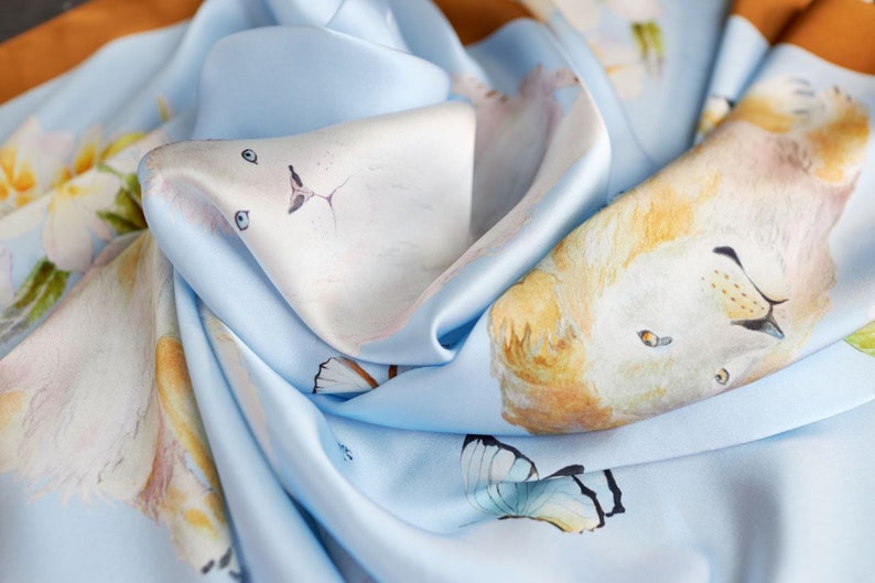 Art Silk Scarf Silk Scarf lions & Diamonds - Etsy