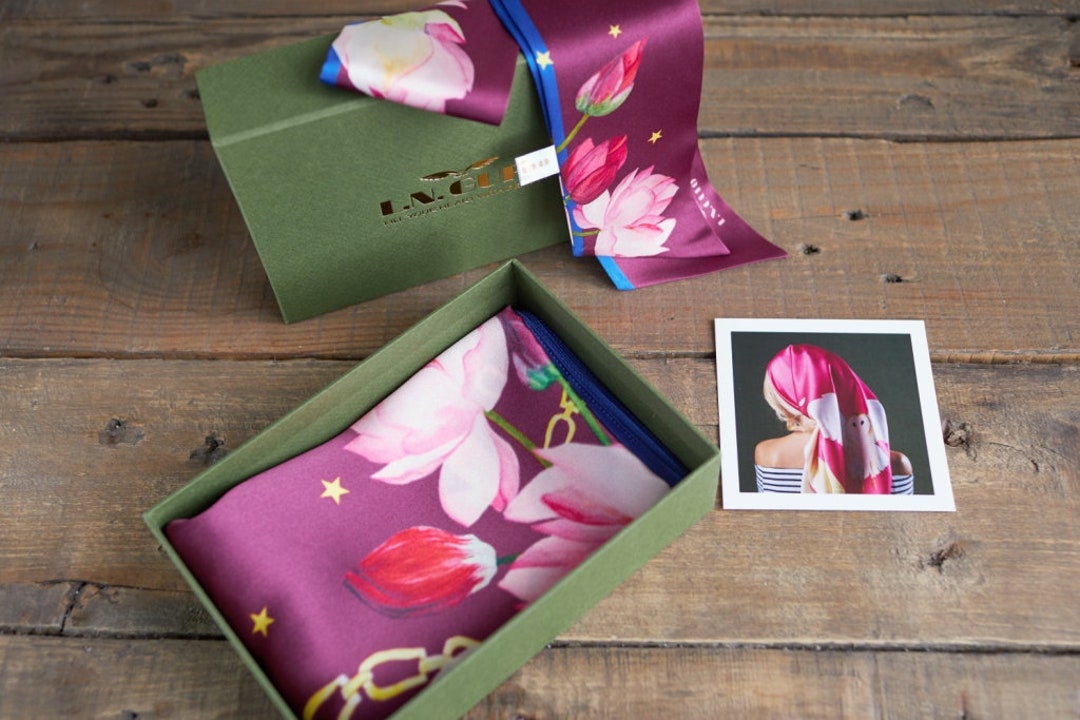 Gift Box Silk Scarf, Large Silk Scarf & Skinny Scarf, Gift Box for Her ...
