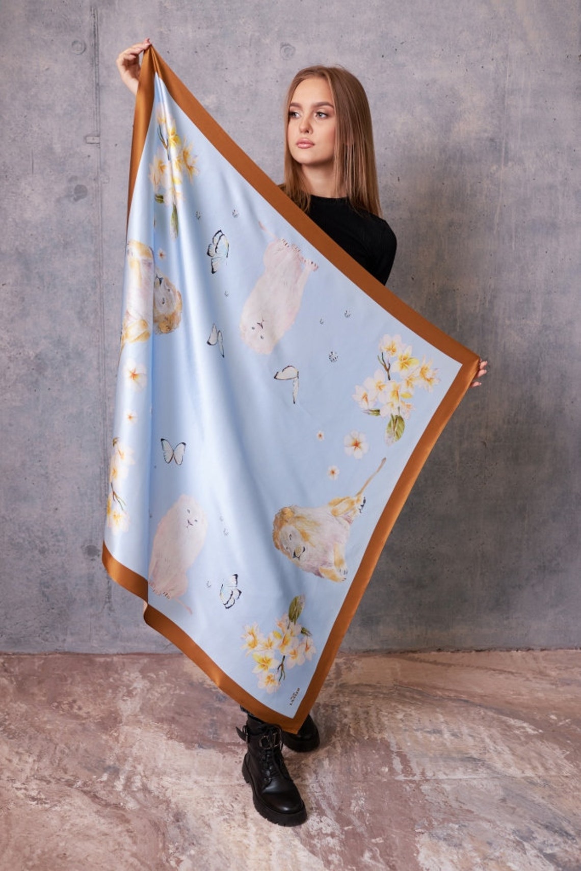 Art Silk Scarf Silk Scarf lions & Diamonds - Etsy