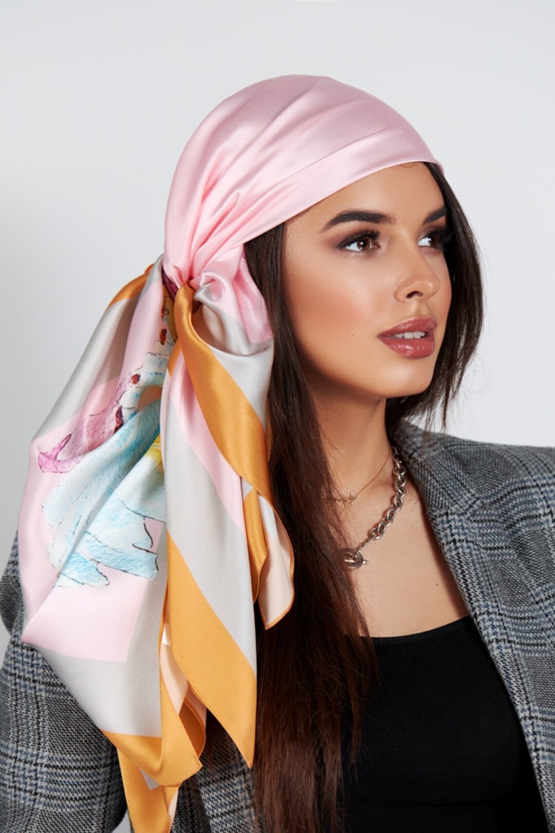 Pink Silk Scarf, Printed Original Design, Pink Ballerina Scarf, Women ...