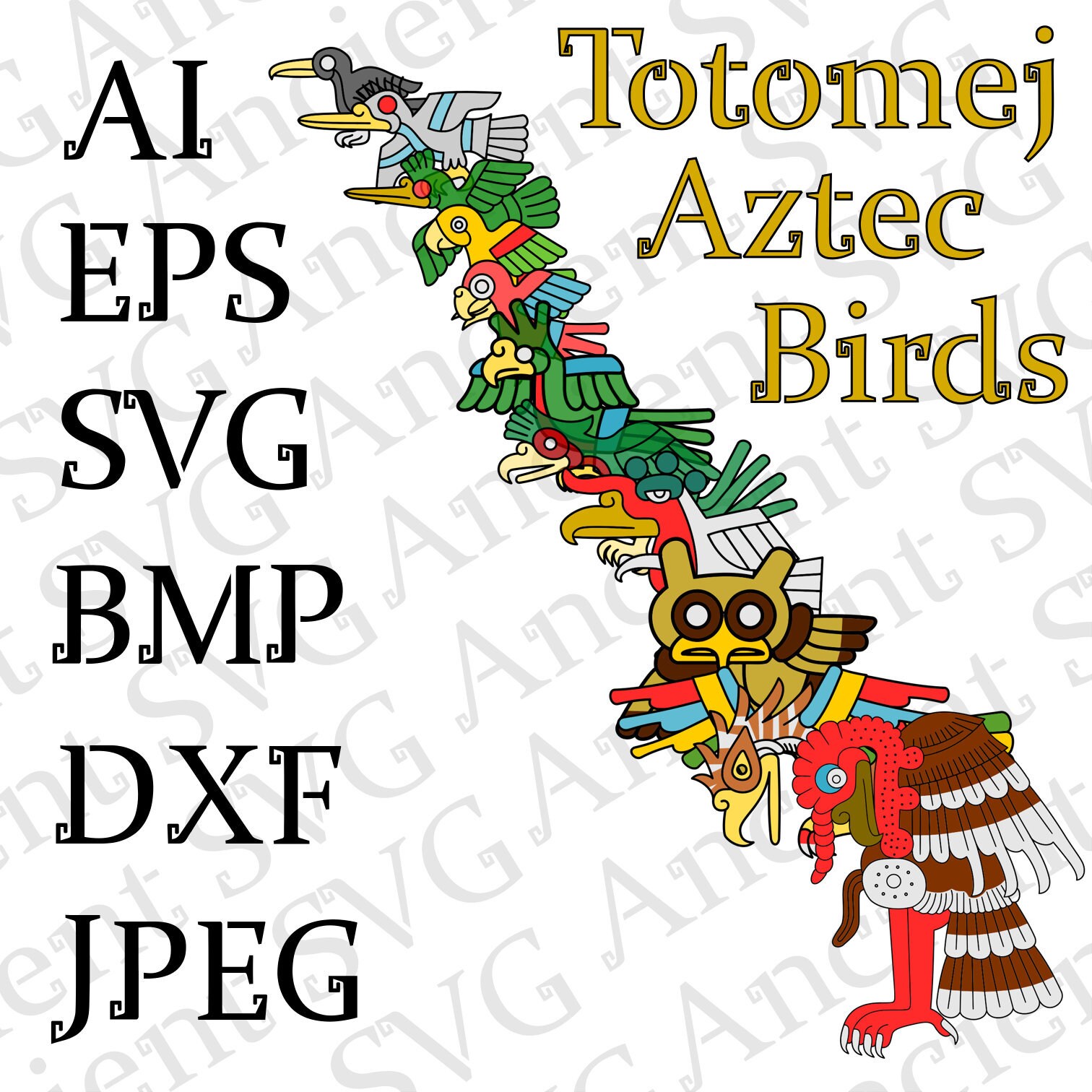 SVG Birds Aztec Svg Birds DFX Aves SVG Clipart Png Laser | Etsy