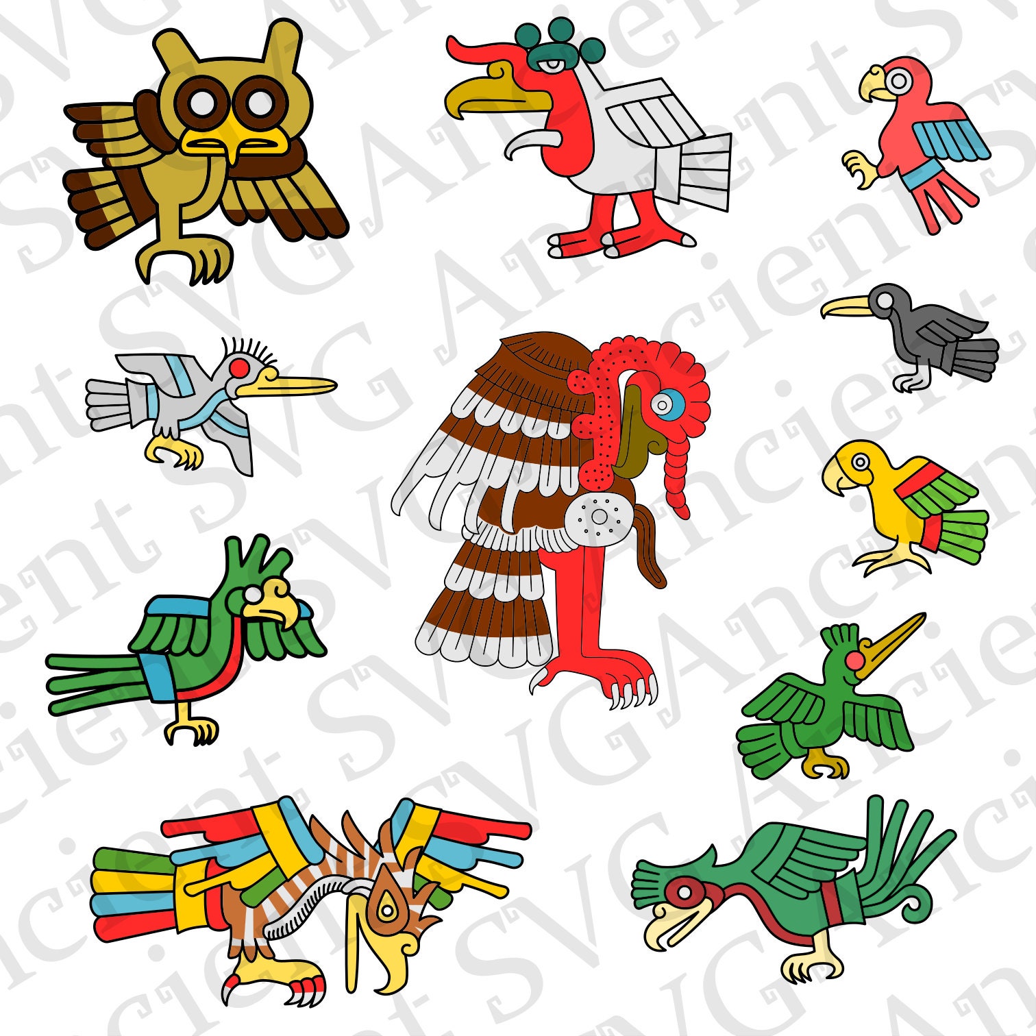 SVG Birds Aztec Svg Birds DFX Aves SVG Clipart Png Laser | Etsy