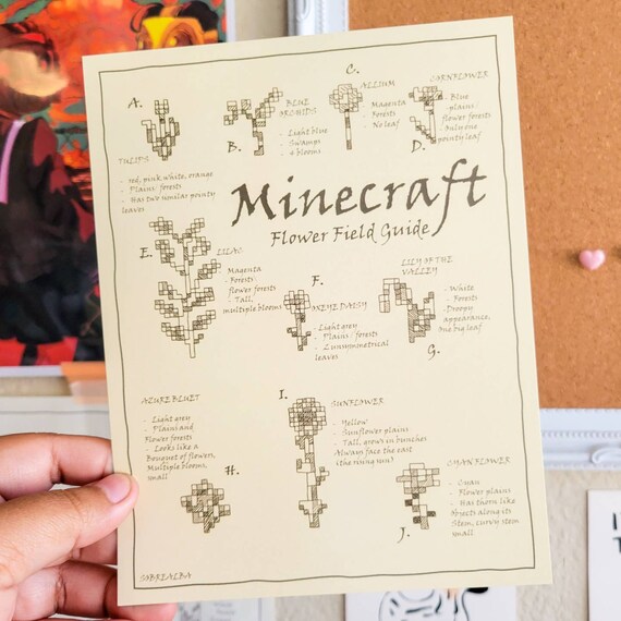 Minecraft Flowers Field Guide Postcard Postcards for Friends - Etsy