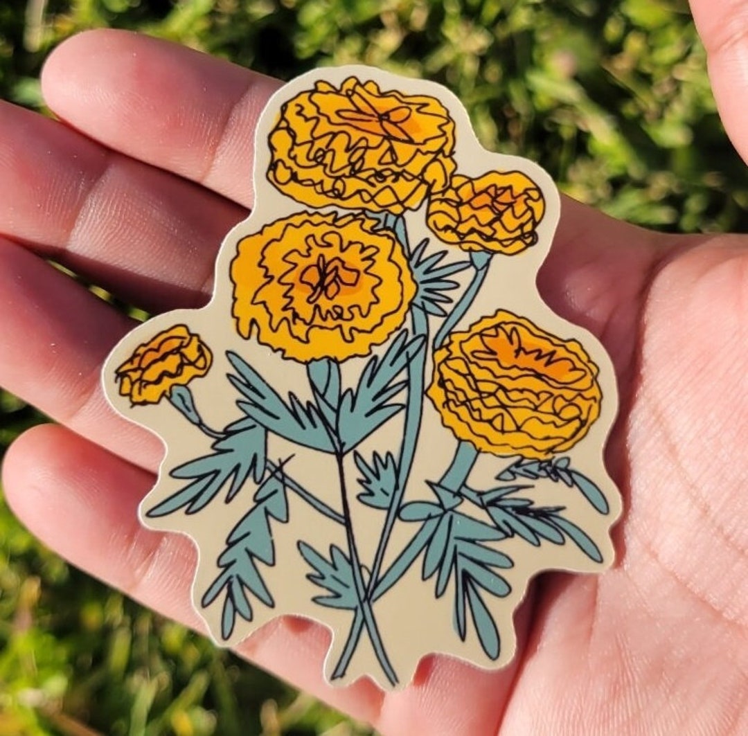 Marigold Flowers, Cottagecore Waterproof Sticker - Etsy
