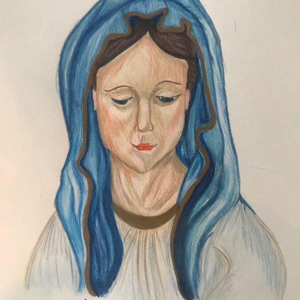 Virgin Mary Pencil Drawing - Etsy