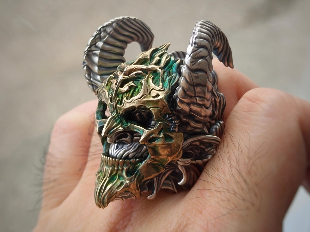 Crazy Heavy Demon Lord With Bronze Mask,sterling Silver Ring, God of ...