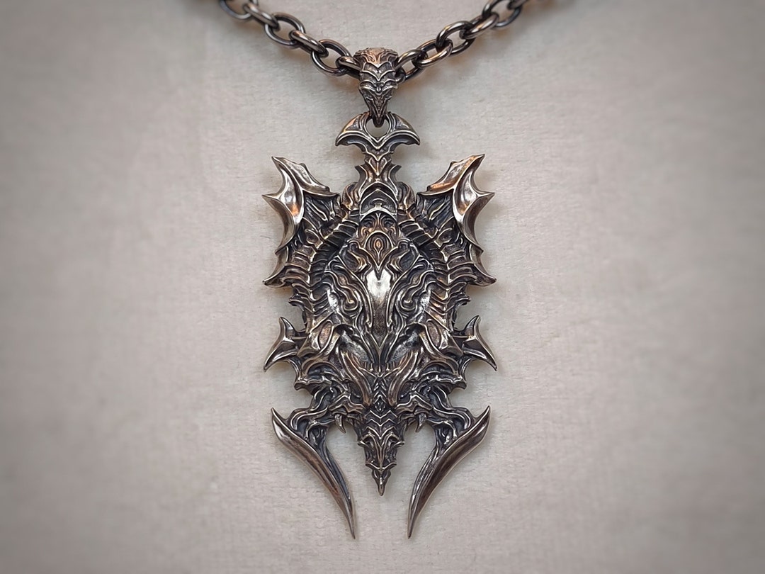 Ancient Dragon Lord Spirit Forged Shield Pendant,sterling Silver ...