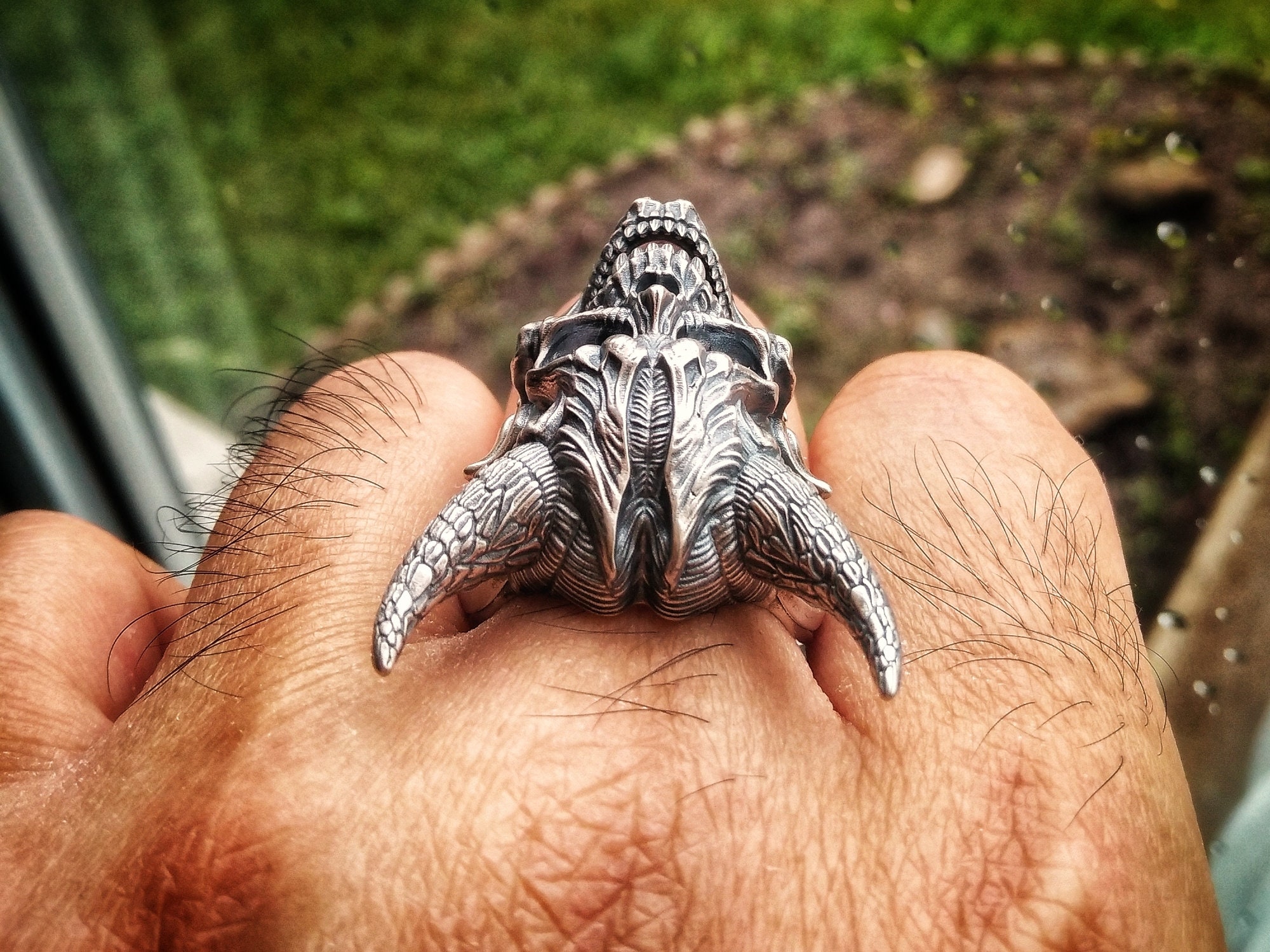 Gothic Inferno Demon Skull Sterling Silver Ring,handmade, Birthday Gift ...