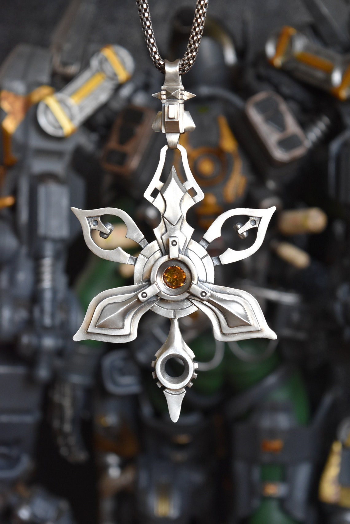 Huge Two-sided Sterling Silver Mechanical Style Pendant,sci Fi ...