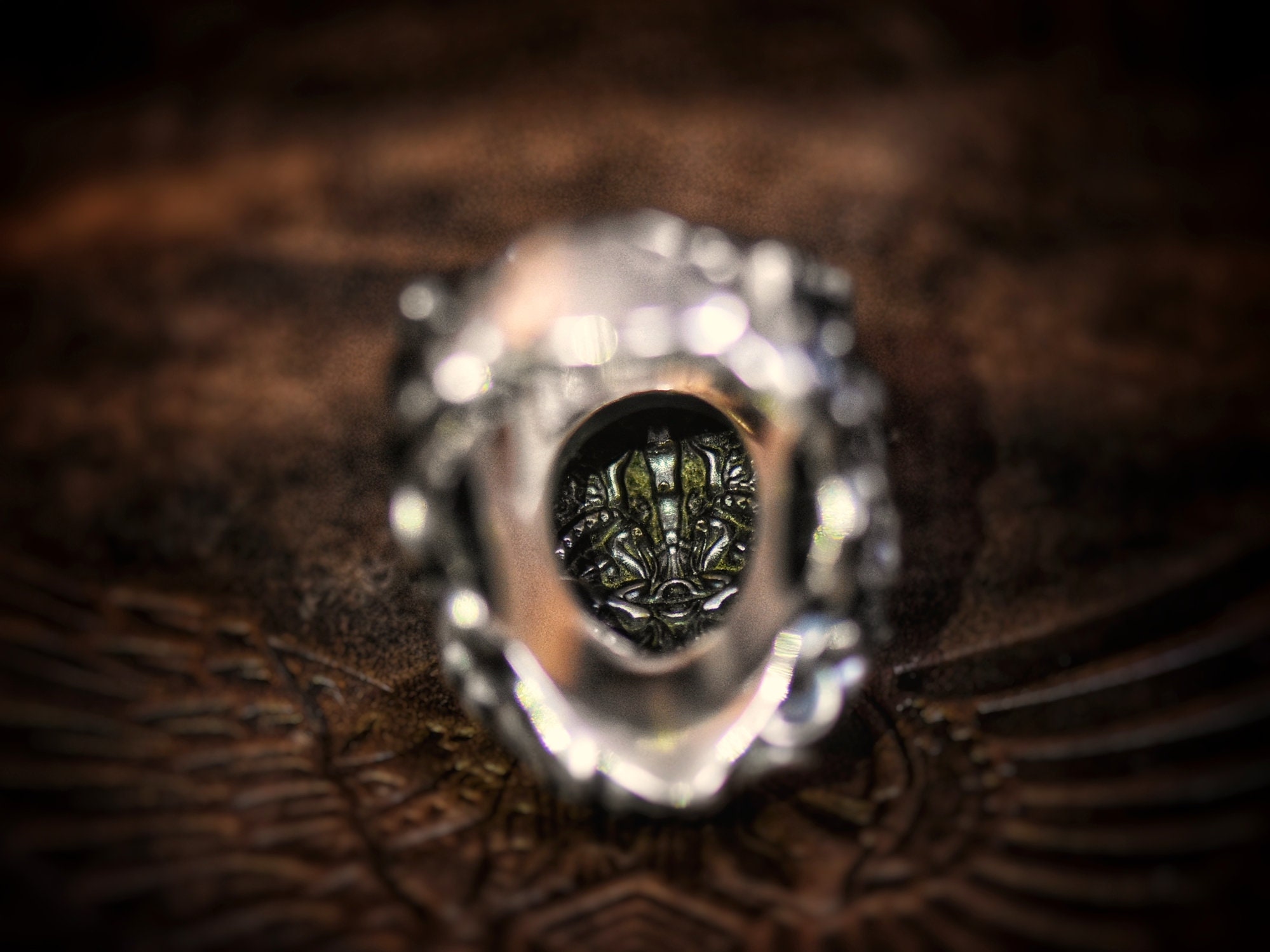 Biomechanical Gothic Demon Creature's Egg Sterling Silver Ring With ...