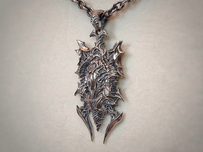Ancient Dragon Lord Spirit Forged Shield Pendant,sterling Silver ...