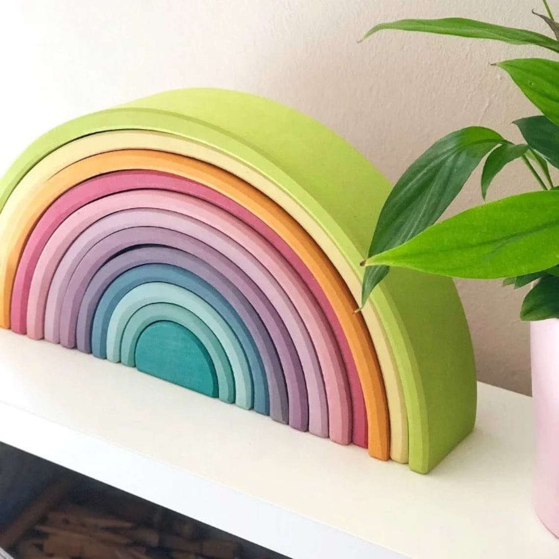 Montessori Inspired Large Wooden Rainbow Stacker - Etsy