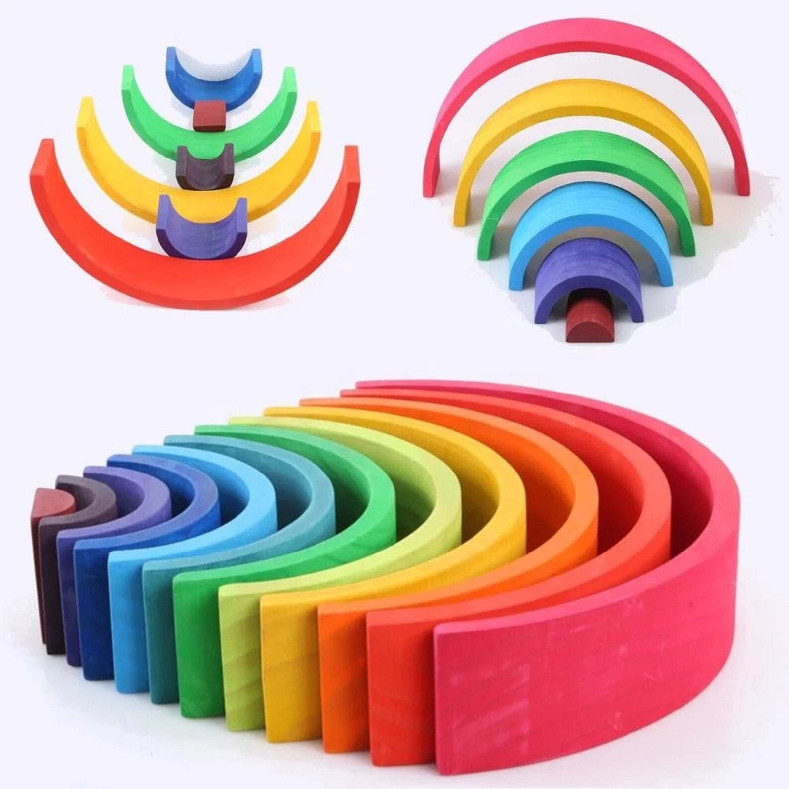 Montessori Inspired Large Wooden Rainbow Stacker - Etsy