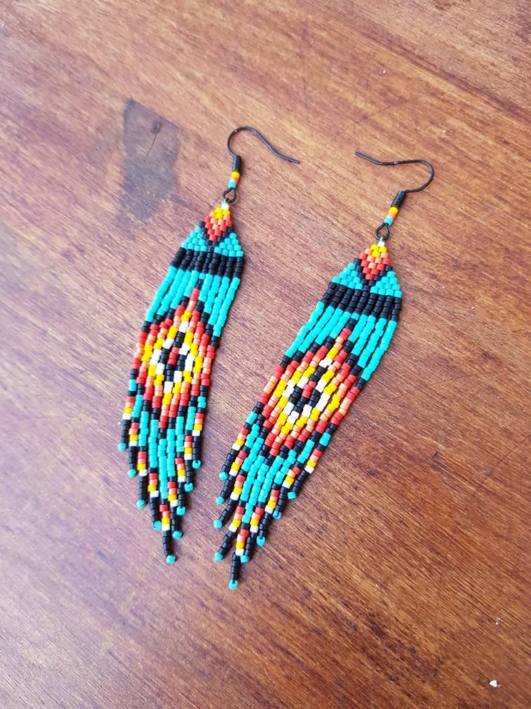Indra | Native American-style Glass Bead Earrings - Etsy