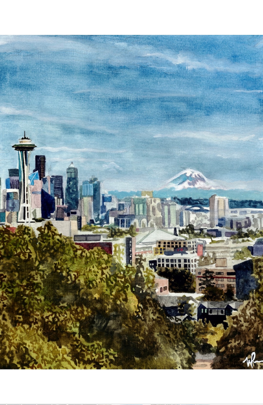 Seattle Watercolor Art Print - Etsy