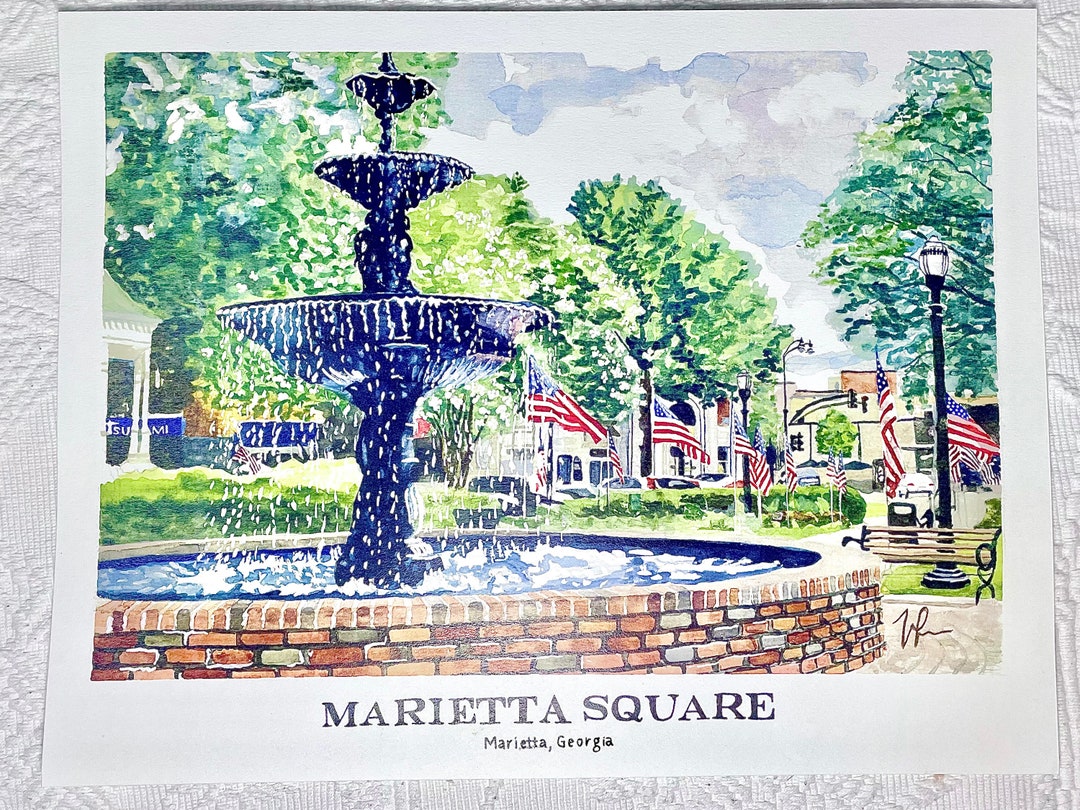 Watercolor Art Print Marietta Square Marietta, Georgia - Etsy