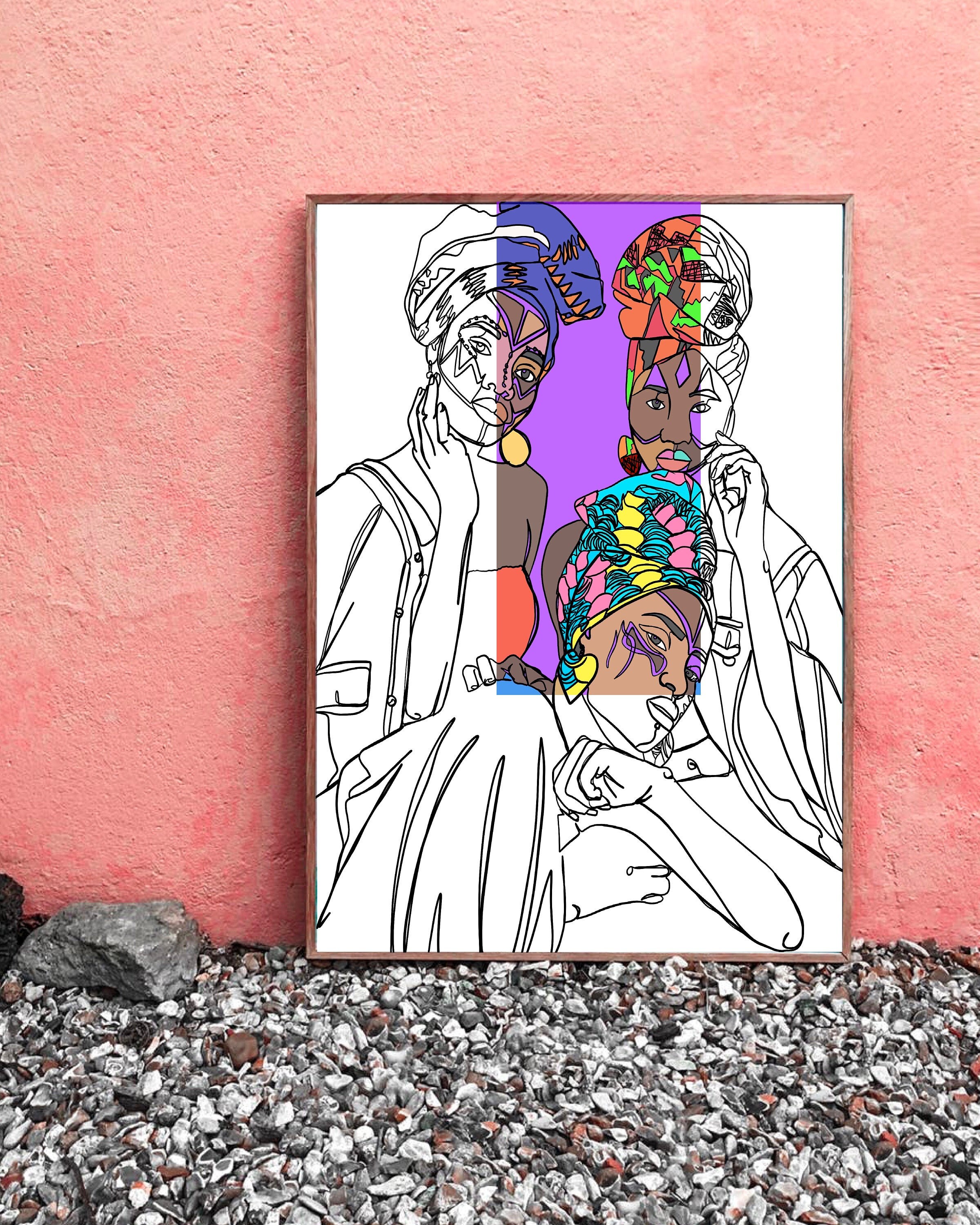 Line Wall Art Tribal Art Print Woman Art Prints Printable - Etsy