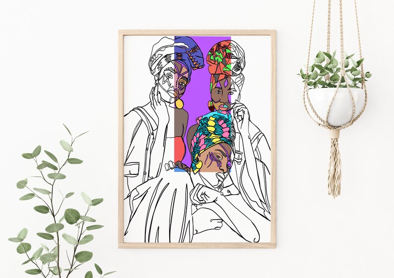 Line Wall Art Tribal Art Print Woman Art Prints Printable - Etsy