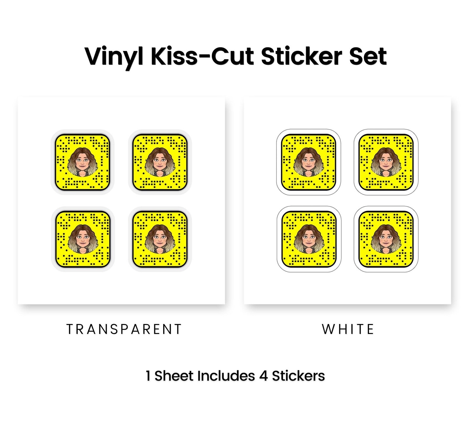 Custom Snapchat Bitmoji Snapcode QR Scan Stickers - Premium Vinyl Kiss ...