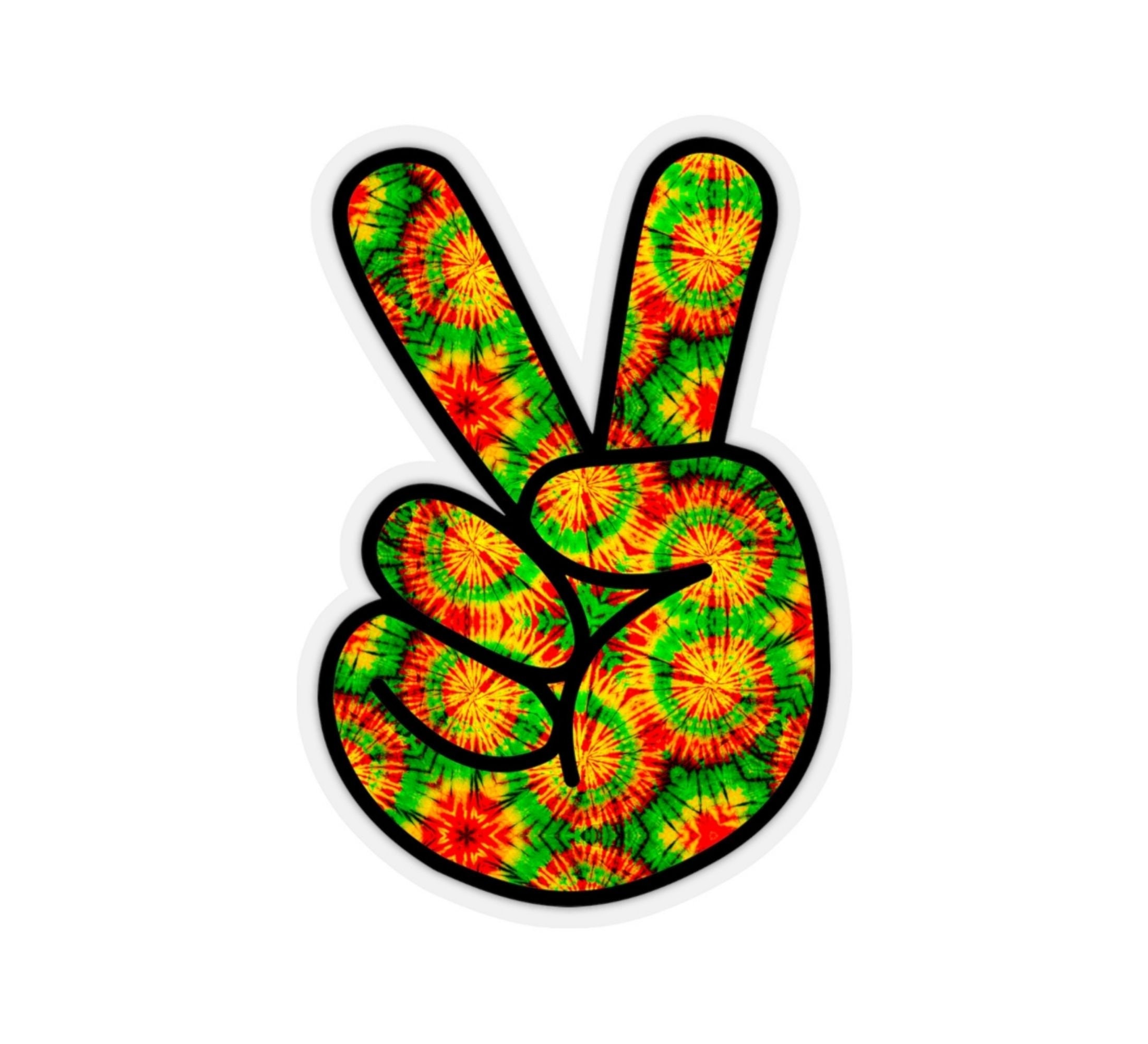 Peace Sign Hand Rasta Tiedye Kiss-cut Sticker - Etsy