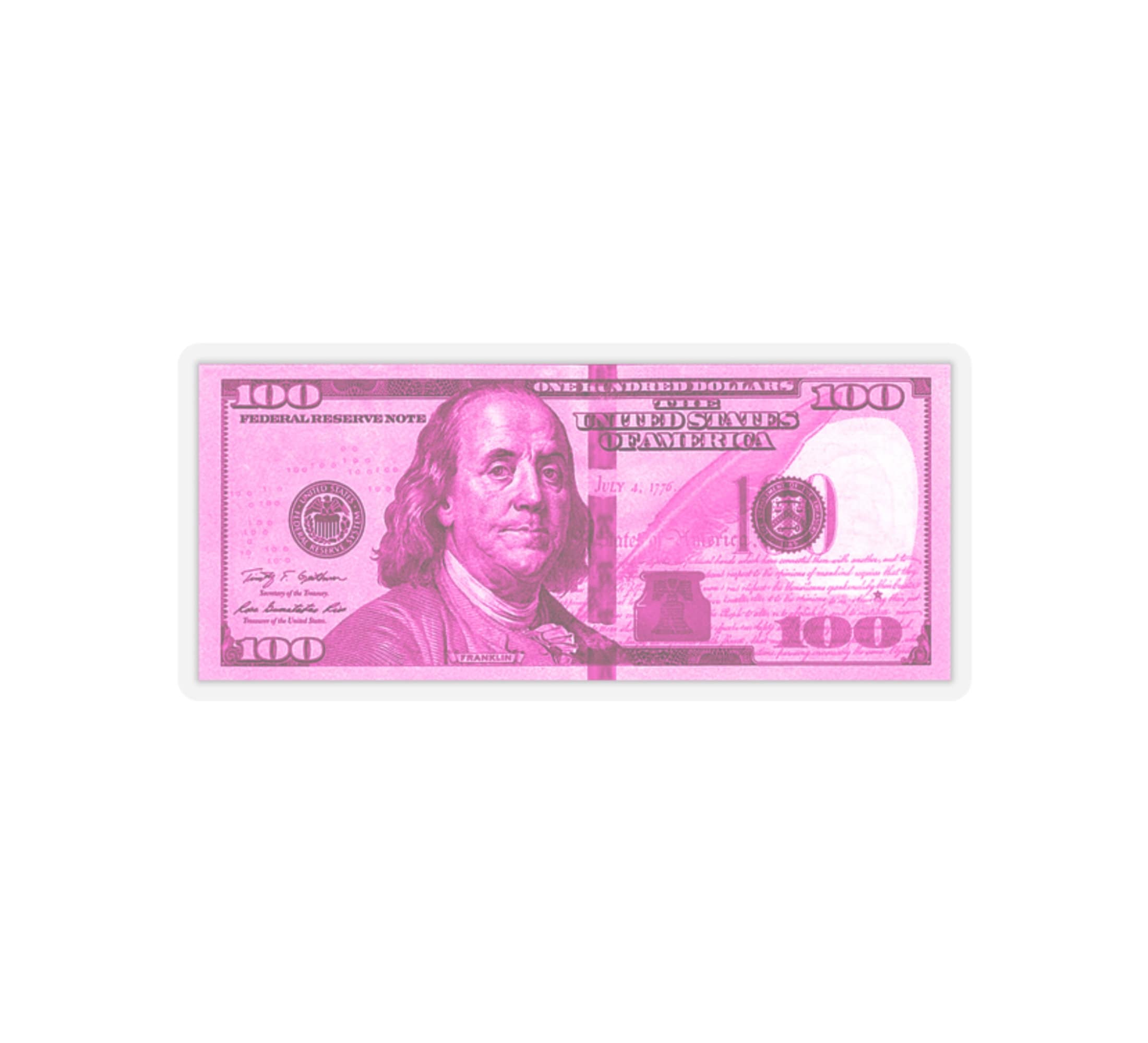 Pink 100 Dollar Bill Money Sticker - Premium Vinyl Kiss-cut Sticker - Etsy