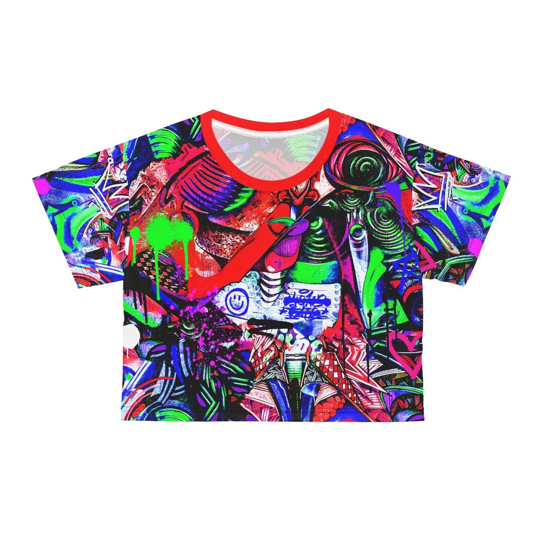 Neon Graffiti AOP Crop Tee - Etsy