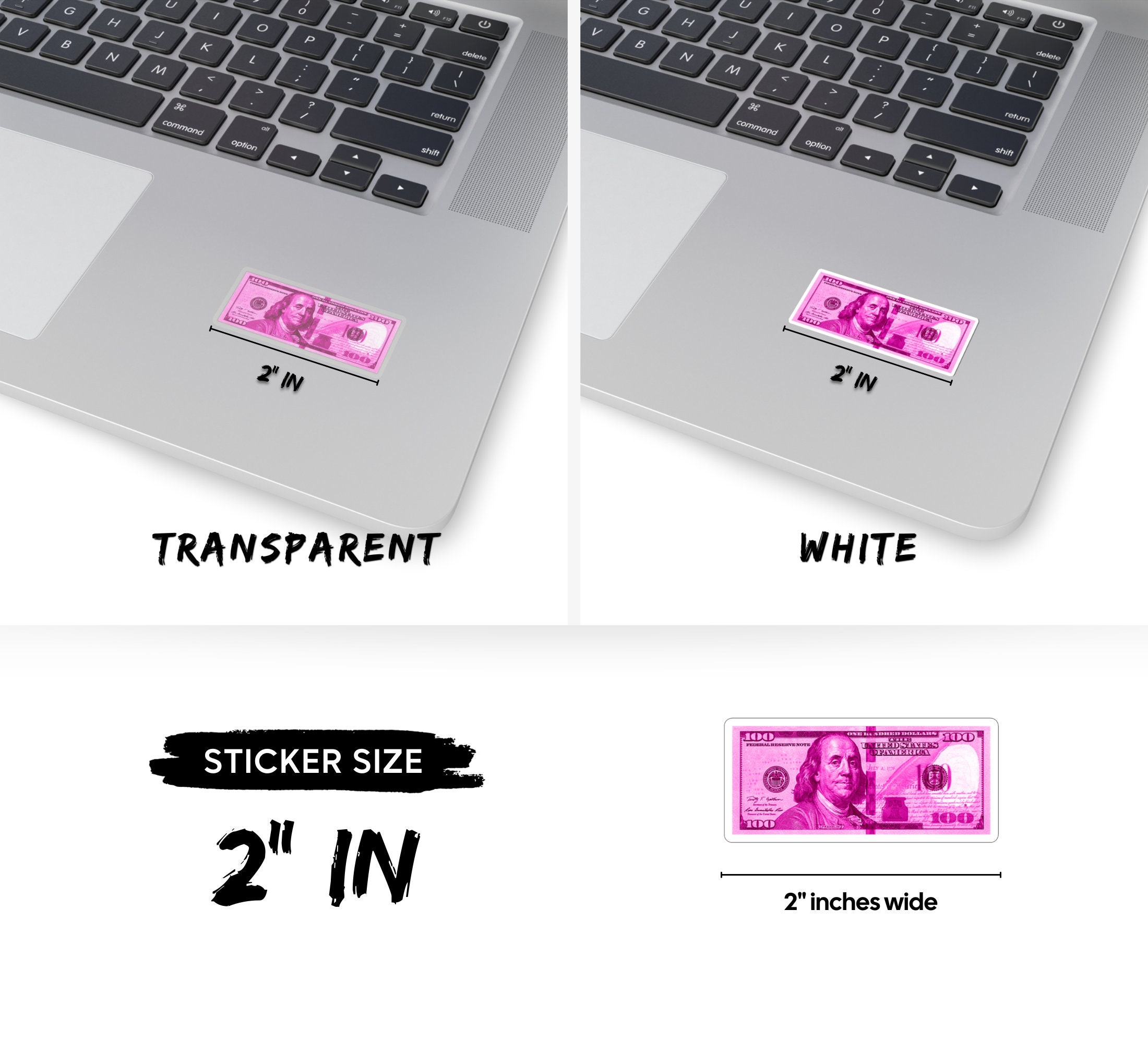 Pink 100 Dollar Bill Money Sticker - Premium Vinyl Kiss-cut Sticker - Etsy
