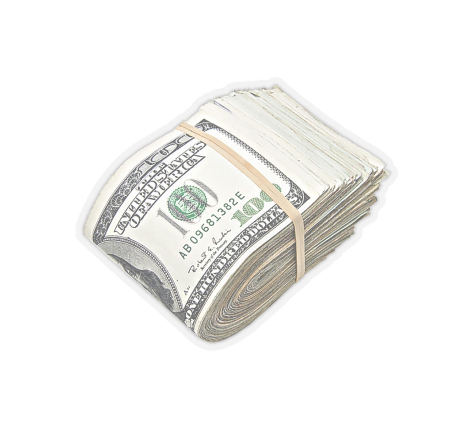 Rubber Banded Money Stack Sticker - Kiss Cut Sticker - Etsy