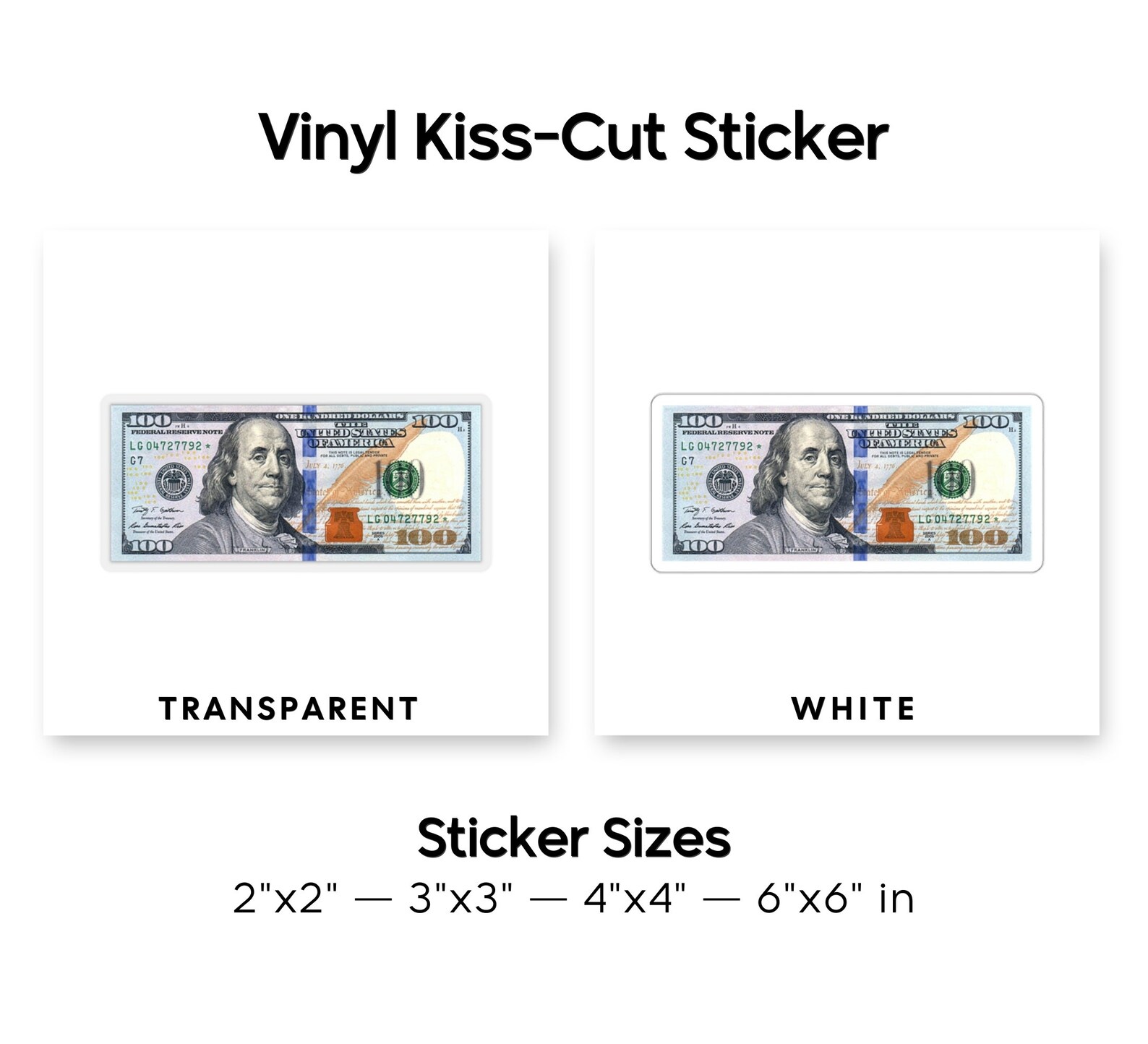 US Hundred Dollar Bill Money Sticker Premium Vinyl Kiss-cut Sticker - Etsy