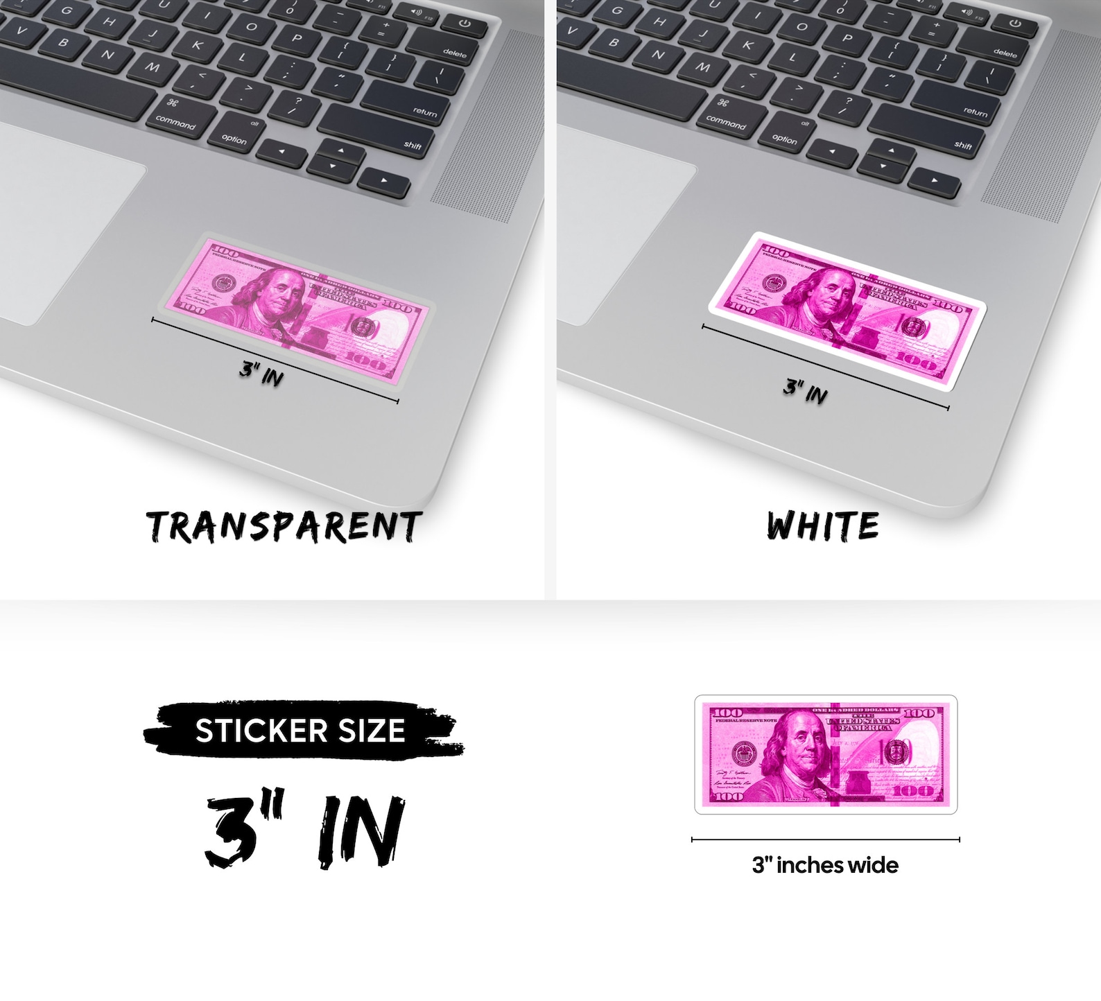 Pink 100 Dollar Bill Money Sticker - Premium Vinyl Kiss-cut Sticker - Etsy