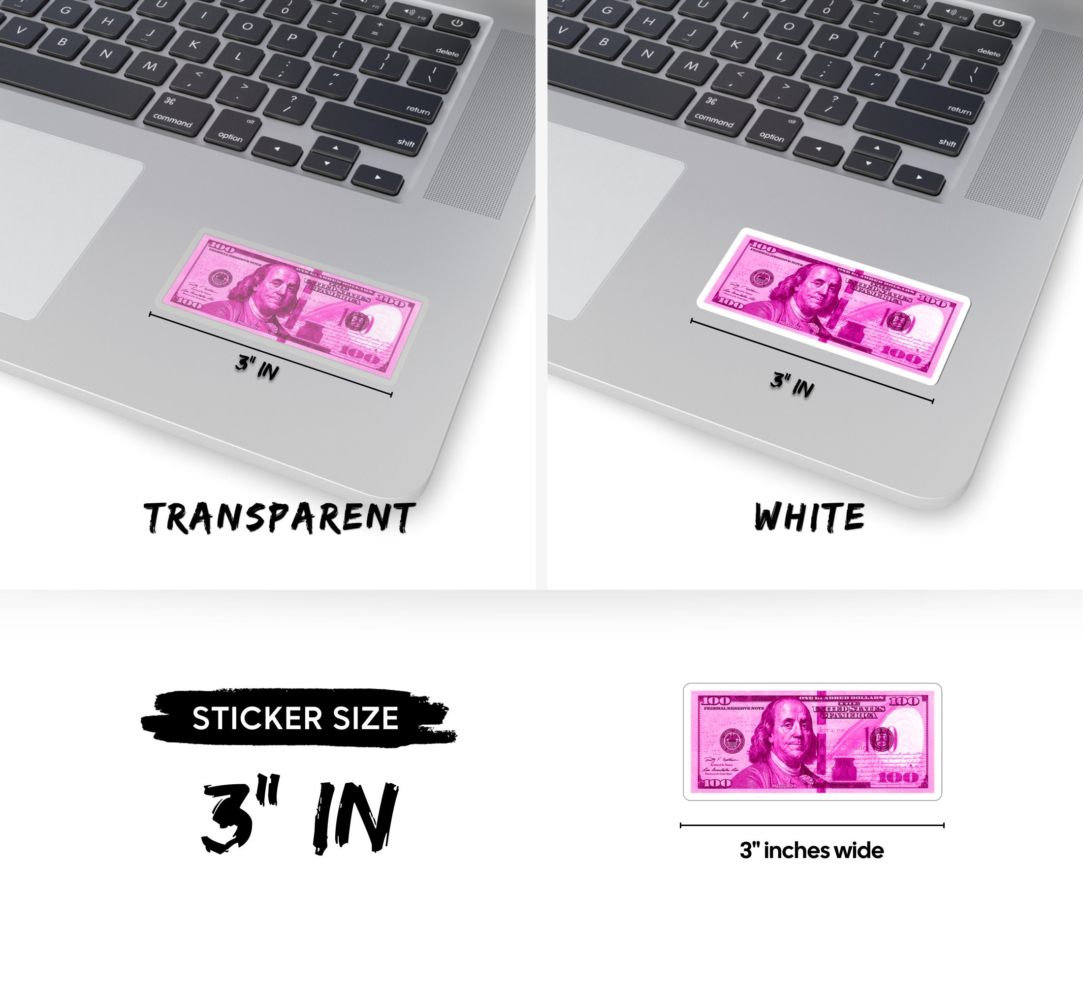 Pink 100 Dollar Bill Money Sticker Premium Vinyl Kiss-cut Sticker - Etsy